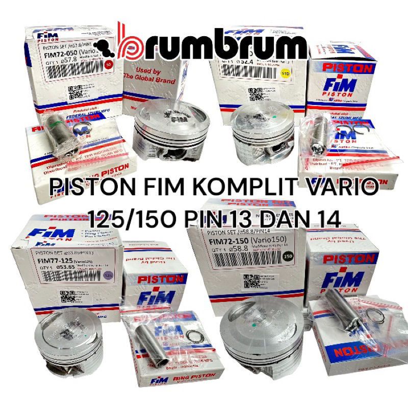 Jual PISTON FIM ORIGINAL VARIO 125 PIN 13 DAN VARIO 150 PIN 14 52,4MM ...