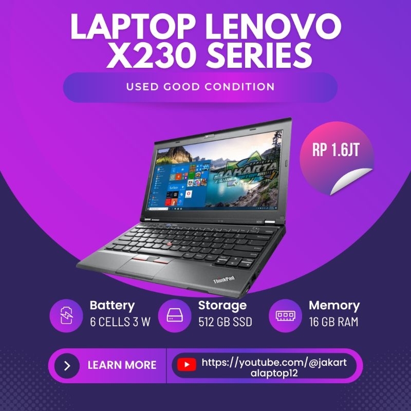 Jual LENOVO THINKPAD X230i | CORE i3-3120M | GEN3 | RAM 16GB | SSD ...