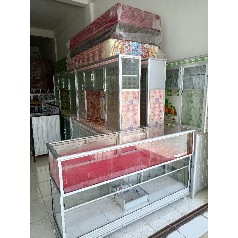 Jual etalase konter meja konter ukuran 1.5meter lengkap ada roda ...
