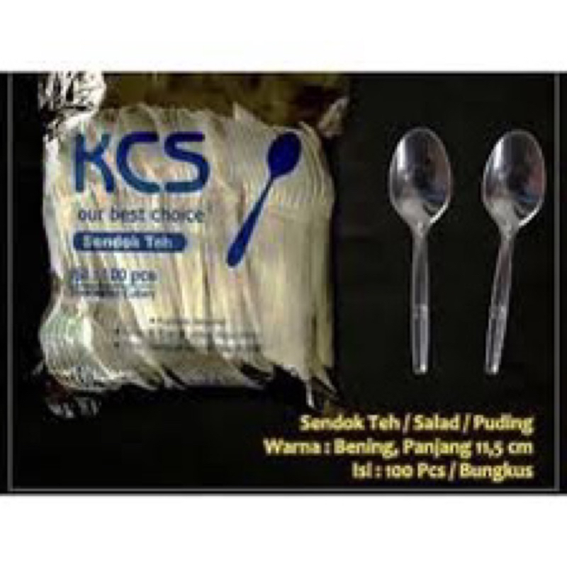 Jual HCS - Sendok Teh Plastik KCS isi 100 / Sendok Puding Agar Jelly Besar Plastik Putih Bening ...