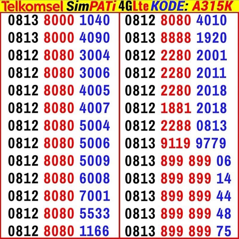 Jual Perdana Nomor Cantik Kartu Simpati Telkomsel 4G LTE Tahun seri puluhan ratusan ribuan ...