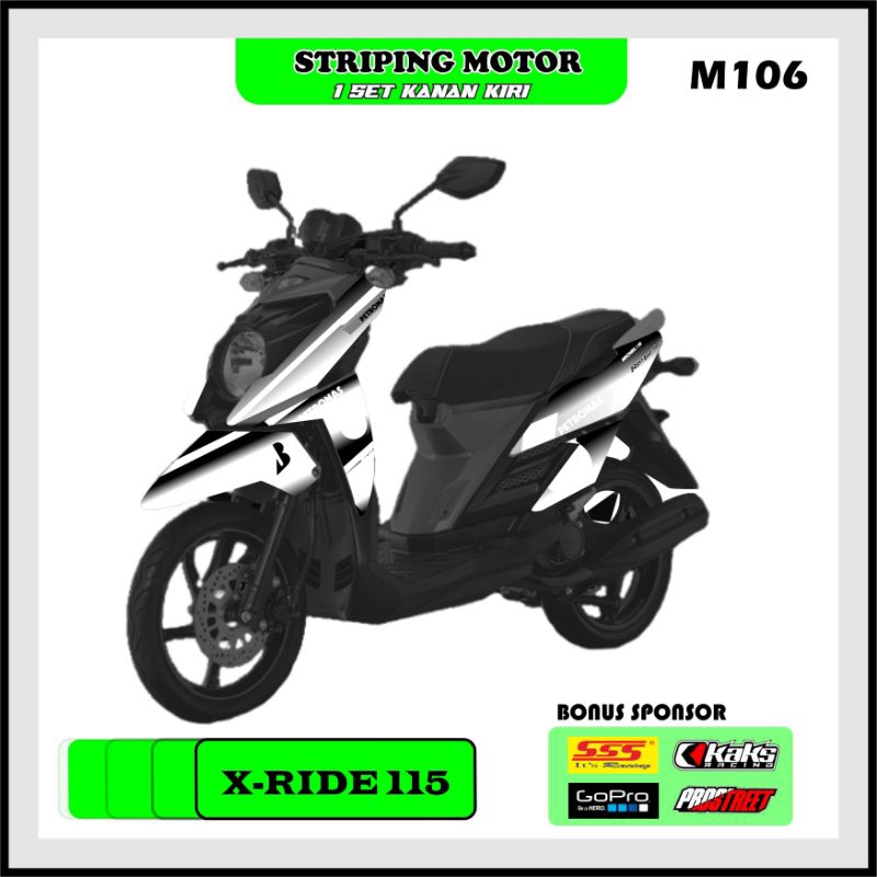 Jual STIKER Stripping motor X-RIDE 115, 1set + bonus sponsor, tipe M106 ...