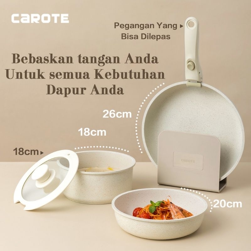 Jual Carote Wajan Set Granite Putih Handle bisa dilepas | Shopee Indonesia