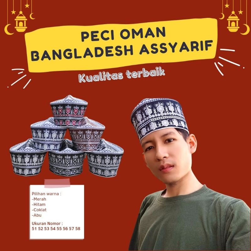 Jual Peci Oman Bangladesh merek As-syarif peci khas Santri temboro ...