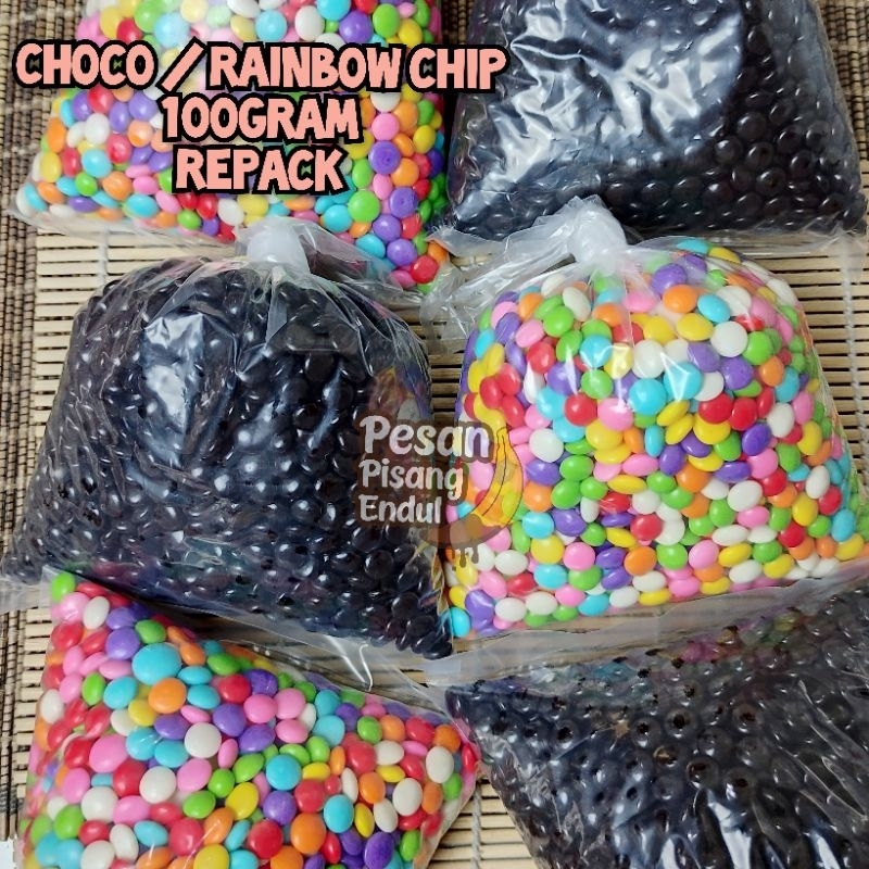 Jual Choco Chip Rainbow Chip Coklat butir merk elmer repack 100gram ...