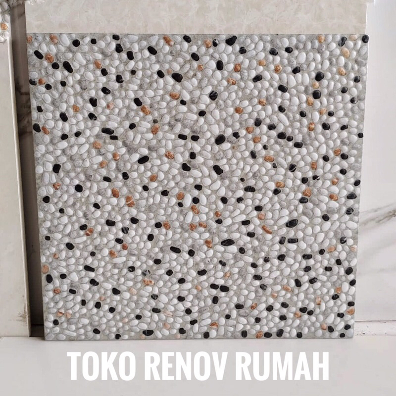 Jual keramik lantai 40x40 batu (timbul-kasar)/ keramik garasi/ keramik ...