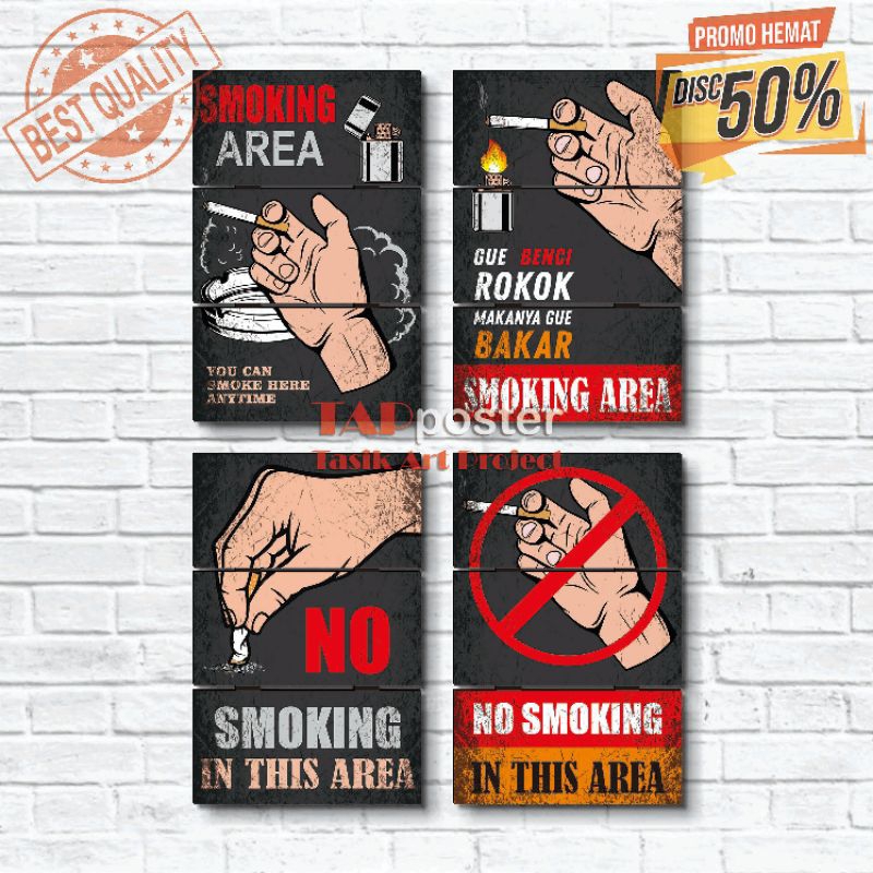 Jual TAP Poster Kayu | Poster No Smoking Area | Pajangan Dinding ...