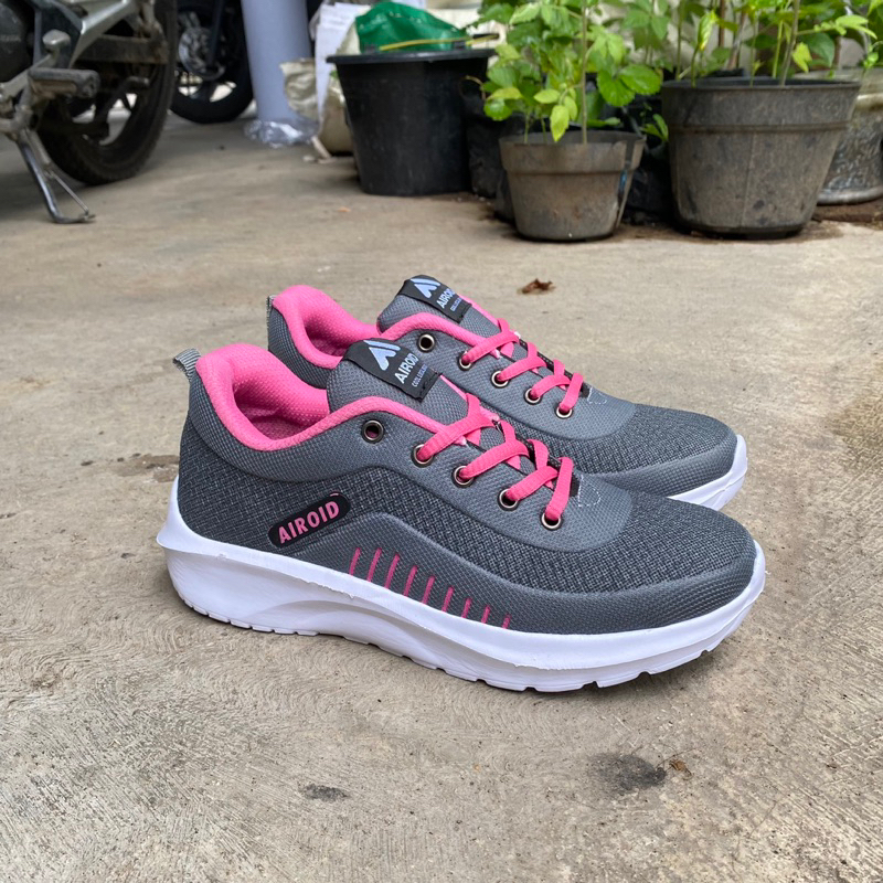 Jual AIROID - Sepatu Sneakers Olahraga Wanita Abu Pink | NEO 36-40 ...