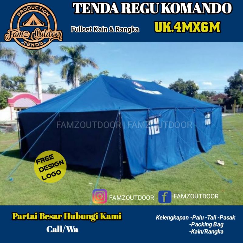 Jual Tenda Komando Regu 4x6 TNI - Uk 4M x 6M Militer Army Camping ...