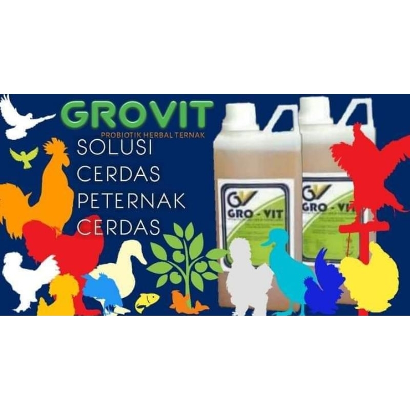 Jual Grovit probiotik Herbal Untuk Hewan Ternak kemasan 1Liter | Shopee ...
