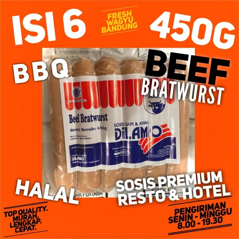 Jual DILAMO BEEF BRATWURST ORIGINAL SOSIS SAPI HALAL PREMIUM 450g ...