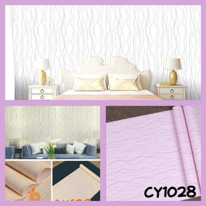 Jual GELOMBANG Salur Wallpaper Sticker dinding Motif Siluet ukuran 45 cm x 8 meter merk Orange ...