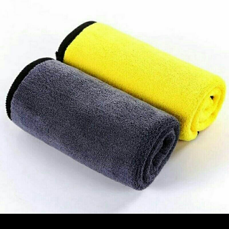 Jual KAIN LAP MICROFIBER 30X30 serbaguna duasisi hitam kuning halus ...