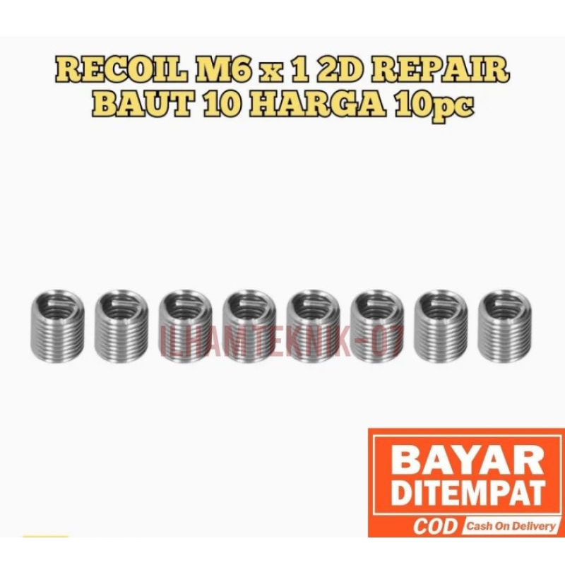 Jual Recoil m6x1-2D alat reparasi Baut slek dol Baut drat kepala kunci ...