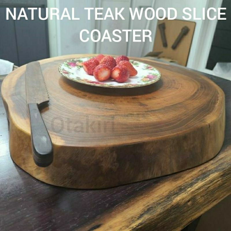 Jual Natural wooden slice/potongan kayu jati diameter 30×5cm | Shopee ...