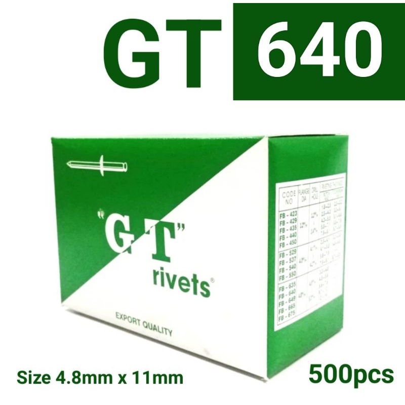 Jual Paku Rivet GT 640 Size 4.8mm x 11mm isi 500pcs | Shopee Indonesia