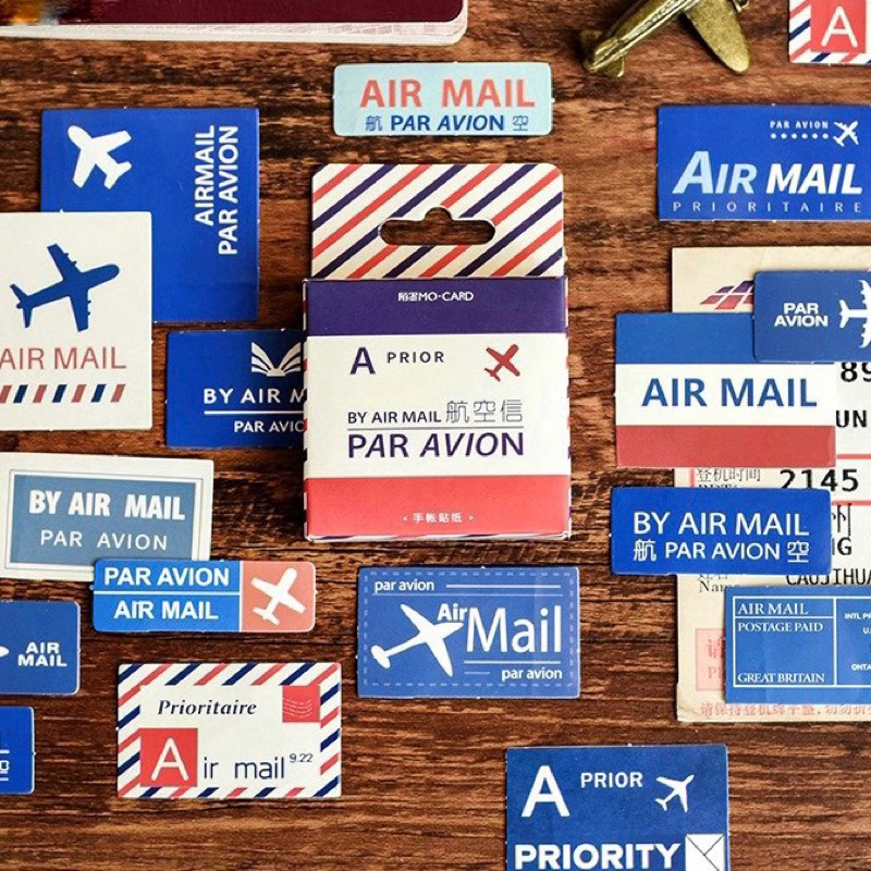 Jual (READY) 45PCS PAR AVION STICKER BOX SET | travel plane ticket ...