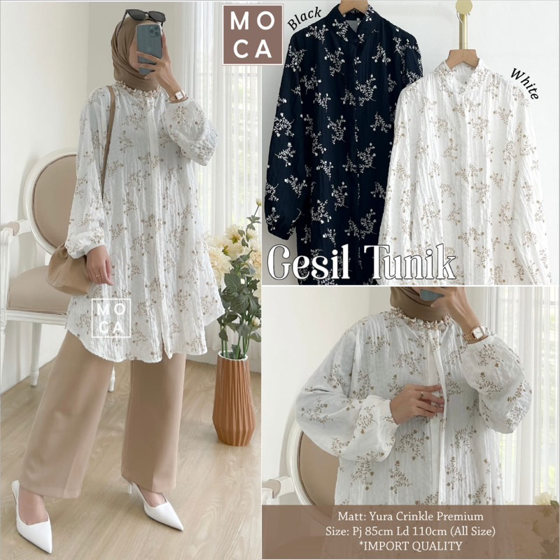 Jual Gesil Tunik by Moca Ld 110 Tunik Motif Bahan Yura Crinkle Premium | Shopee Indonesia
