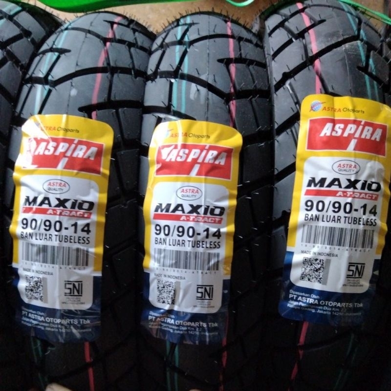 Jual BAN ASPIRA MAXIO ATRACT - TUBELESS (70/90/80/90/90 RING 14 DAN 17) TL A-TRACT BAN LUAR ...