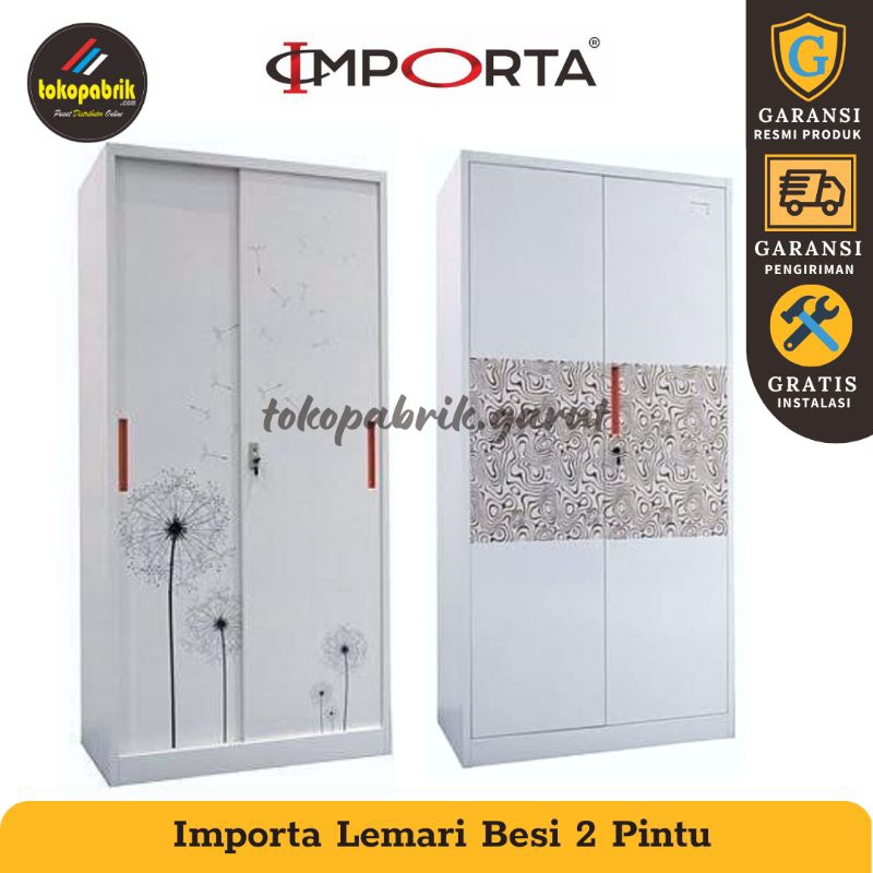 Jual Lemari Besi Importa / Lemari Besi Sliding 2 Pintu / Lemari Pakaian Sliding Minimalis ...