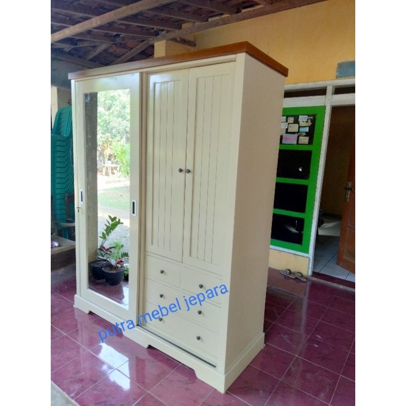 Jual almari modern pintu 3 cat Duco matrial full kayu jati custom ...