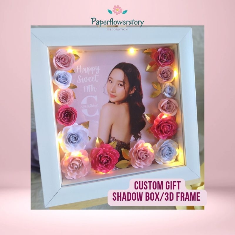 Jual Paper Flower Custom Gift Shadow Box 3D frame Kado Ulang Tahun ...