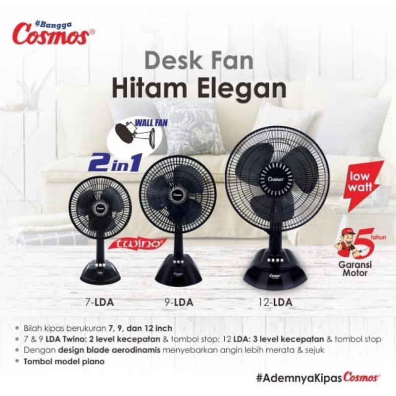 Jual COSMOS deskfan Twino / Kipas angin meja duduk 9in 12in LDA ...