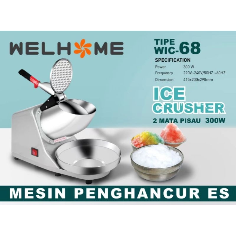 Jual WELHOME Ice Crusher mesin serut es 2 mata pisau WIC68 Ice Crusher ...
