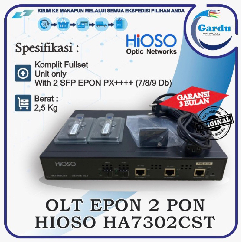 Jual OLT EPON 2 PON HIOSO HA7302CST Include SFP EPON PX+++ 7 Db, 8 Db ...