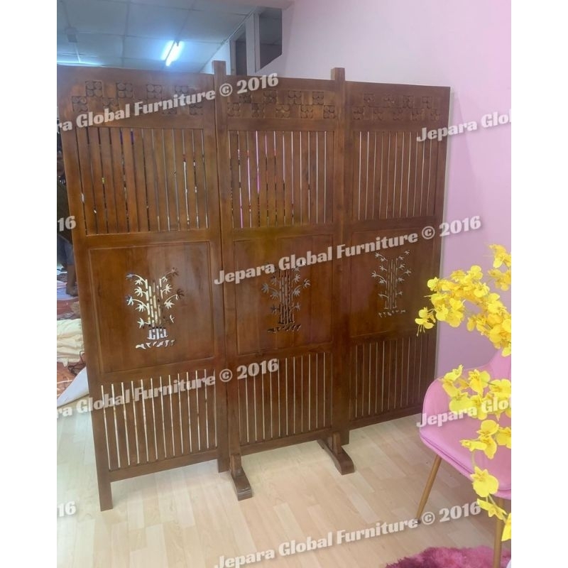 Jual Sketsel Penyekat Ruangan jati ukir bambu ( sketsel jati, partisi ...