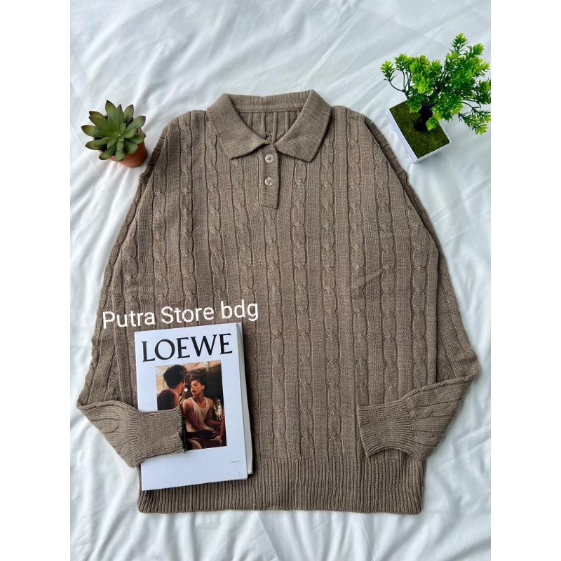 Jual POLO SHIRT SWEATER RAJUT PULL CABLE PREMIUM | Shopee Indonesia