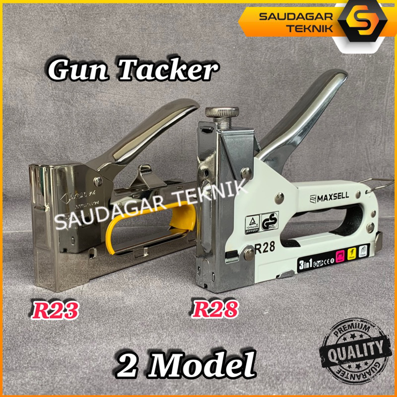 Jual Staples Gun Tacker R23 R25 R28 3 In 1 Stapler Nailer Gun Alat ...