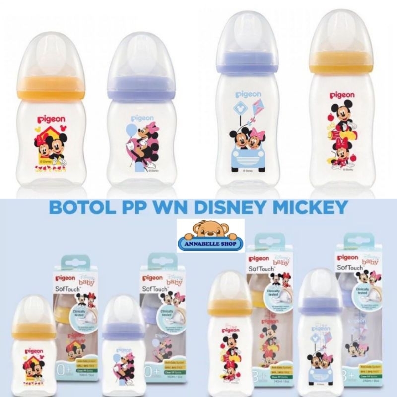 Jual Pigeon Botol PP WN Wide Neck Disney Mickey Minnie 160ml 240ml | Shopee Indonesia