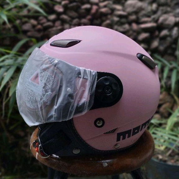 Jual helm JPN Momo kaca pilot warna pink pastel dop | Shopee Indonesia