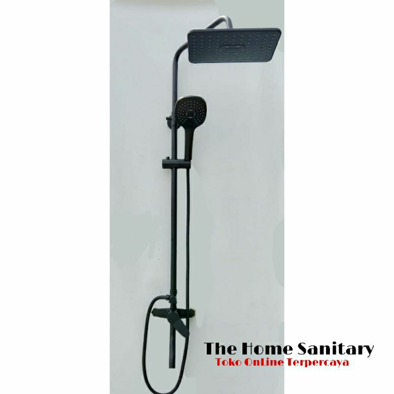 Jual Shower column panas dingin hitam set/shower tiang set hitam kotak ...