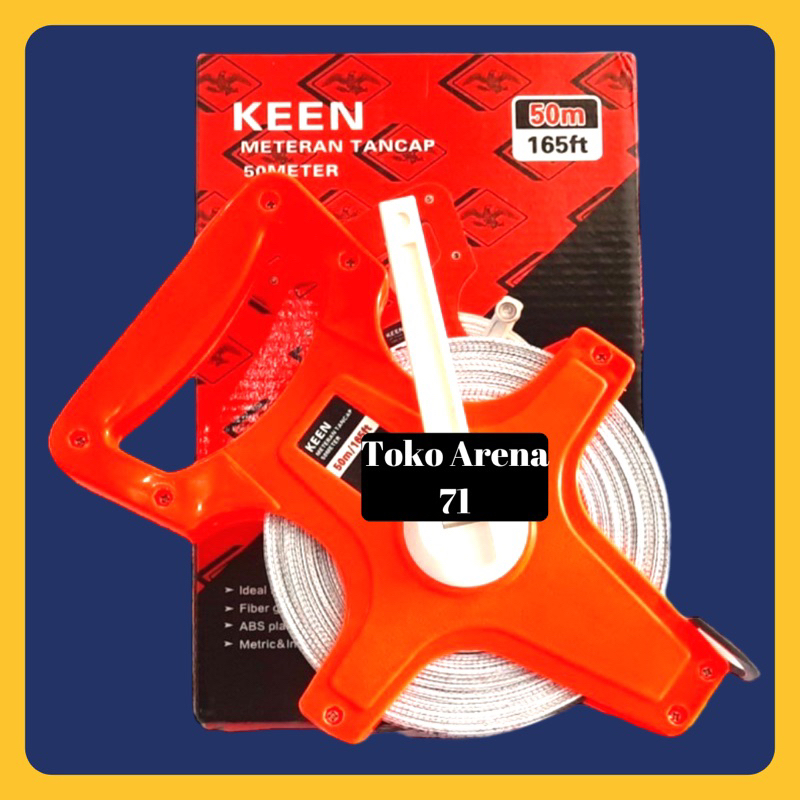 Jual Meteran Tanah Tancap 50m Meteran Roll Fiber ukur jalan 50 M KEEN ...