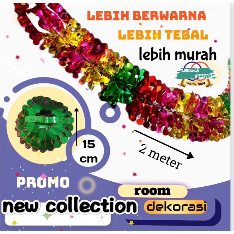 Jual garlan full color,garlan dekorasi,hiasan pesta,room dekor | Shopee ...