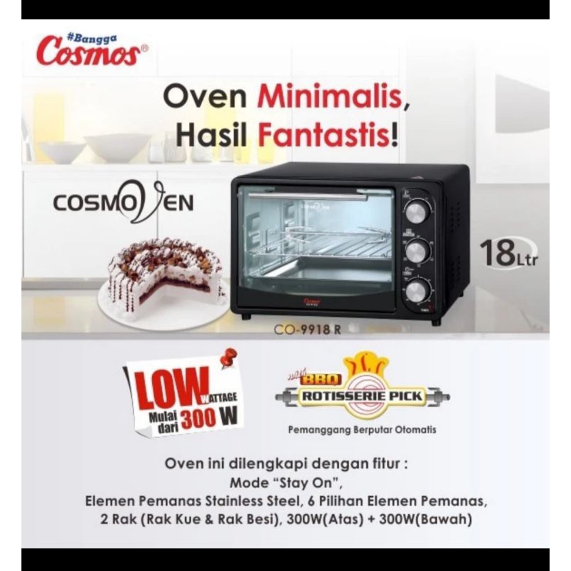 Jual COSMOS OVEN CO 9918R 18 LITER | Shopee Indonesia
