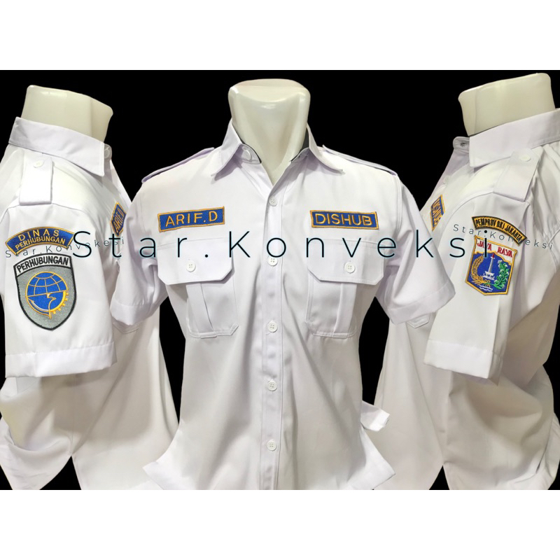 Jual Seragam Kemeja PDH DISHUB Baju Dinas Perhubungan Warna Putih Pria ...