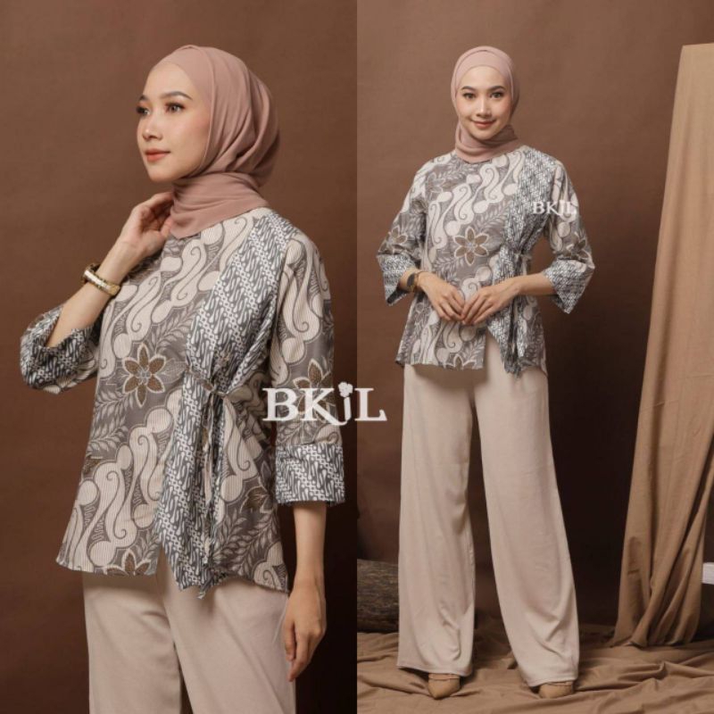 Jual Baju Batik wanita ASJ SA HRB026 Kenongo Kemeja Tosca Pendek Batik terbaru | Shopee Indonesia