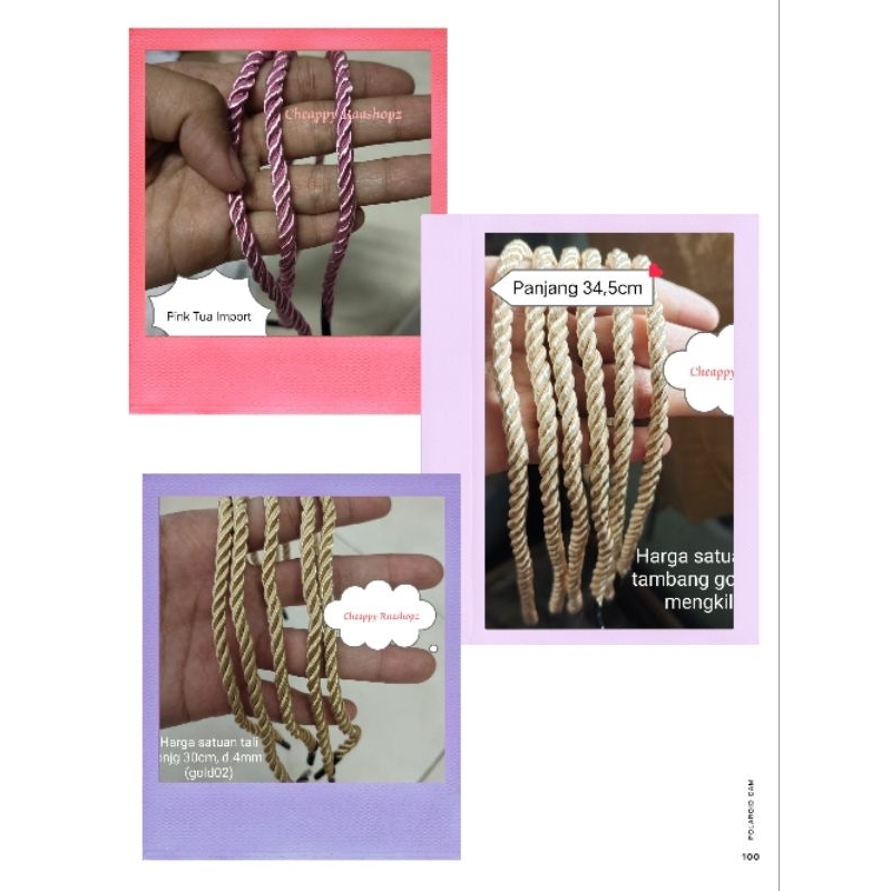 Jual 1pc Tali Kur 45cm clip end Tali Kur Hijau Tali Kur Gold Tali Kur ...
