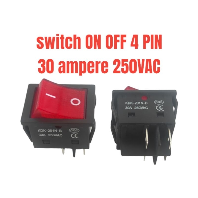 Jual Saklar Switch ON OFF 30 Ampere 30A 30 A 4 Pin 4 Kaki Besar + Lampu ...