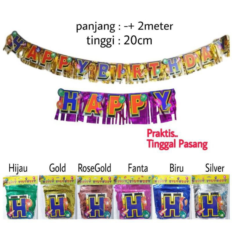 Jual Banner happy birthday rumbai | banner flag rumbai foil happy ...