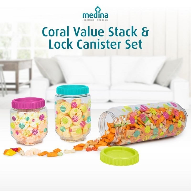 Jual CORAL VALUE STACK & LOCK CANISTER SET | Shopee Indonesia