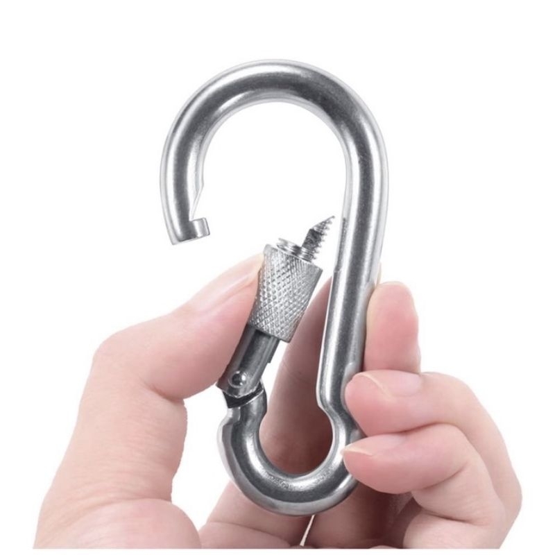 Jual Karabiner 8cm Snap Hook Screw Lock Carabiner Galvanise steel ...