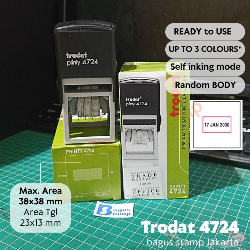 Jual Stempel Otomatis Trodat Printy Dater 4724 4726 4727 4729 43132 4750 Kotak Custom Text Logo ...
