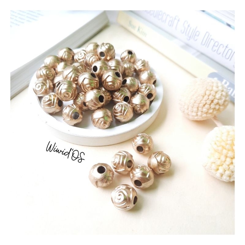 Jual (15 biji) MANIK BULAT MAWAR METALIK 10 mm | Shopee Indonesia