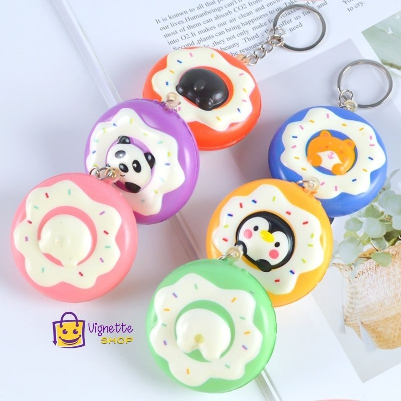 Jual Gantungan Kunci Squishy Donat Kartun Pipih | Squisi Squisy Squishi ...