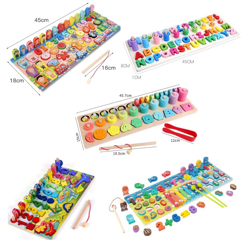 Jual wooden multifunction learning board fishing counting board ...