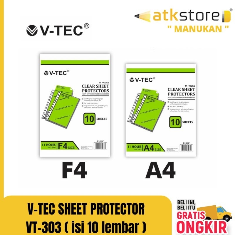 Jual Clear Sheet Protectors V-Tec A4 F4 isi 10/100 lembar | Shopee ...